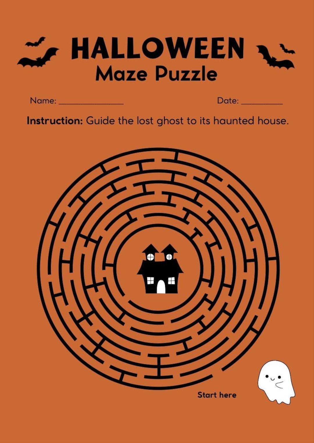 Halloween Maze Puzzles set of 5 - Etsy