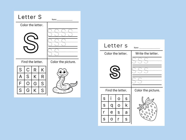Letter of the Week "s" Worksheets, Alphabet Busy Book, Learning Binder ...