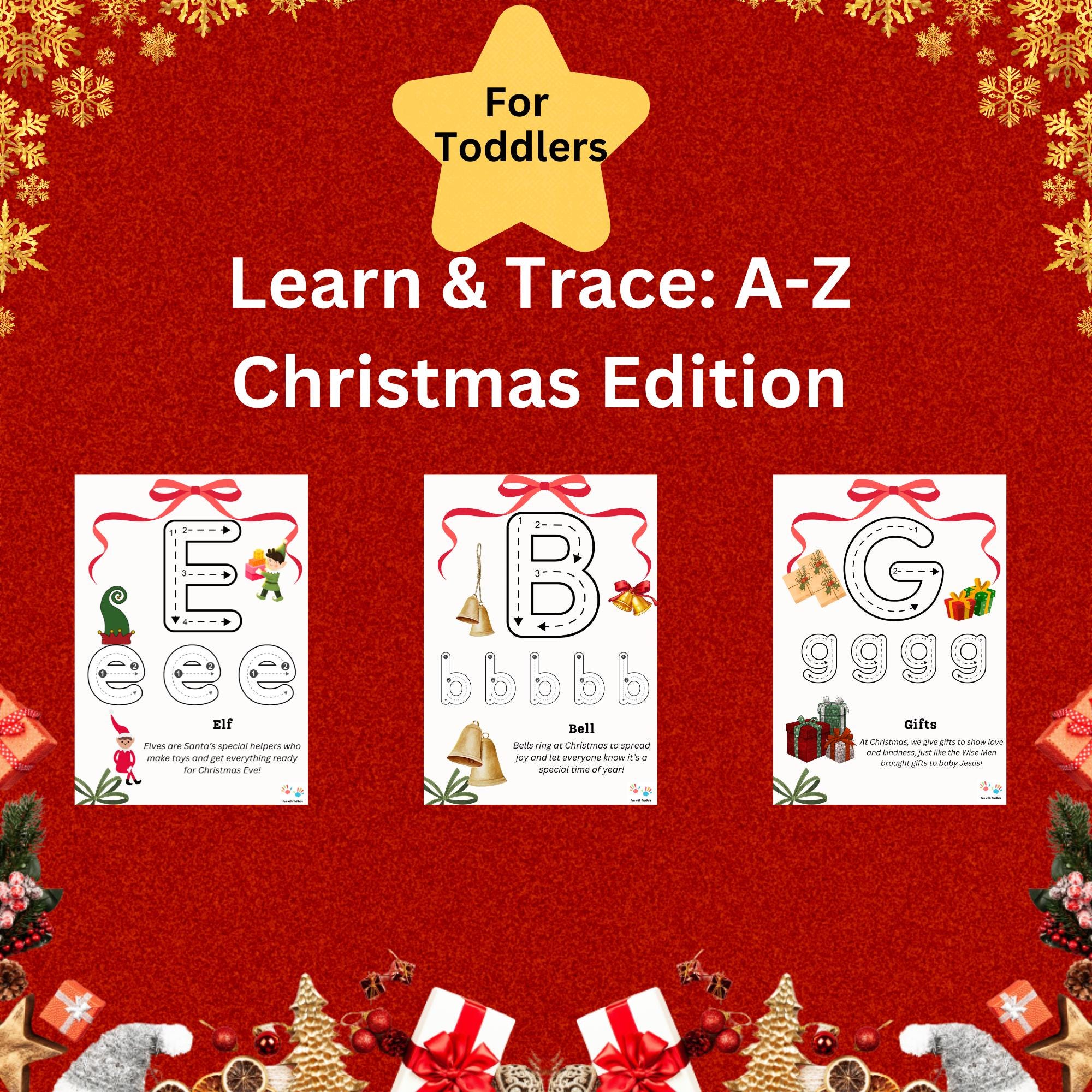 Christmas ABC Tracing Printables for Toddlers A-Z Holiday Letter ...