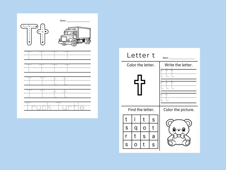 Letter of the Week "t" Worksheets, Alphabet Busy Book, Learning Binder ...
