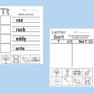 Letter of the Week "t" Worksheets, Alphabet Busy Book, Learning Binder ...