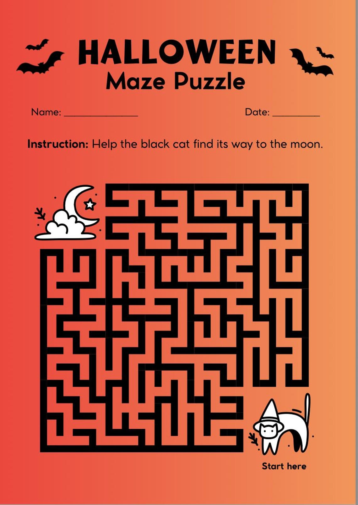 Halloween Maze Puzzles set of 5 - Etsy