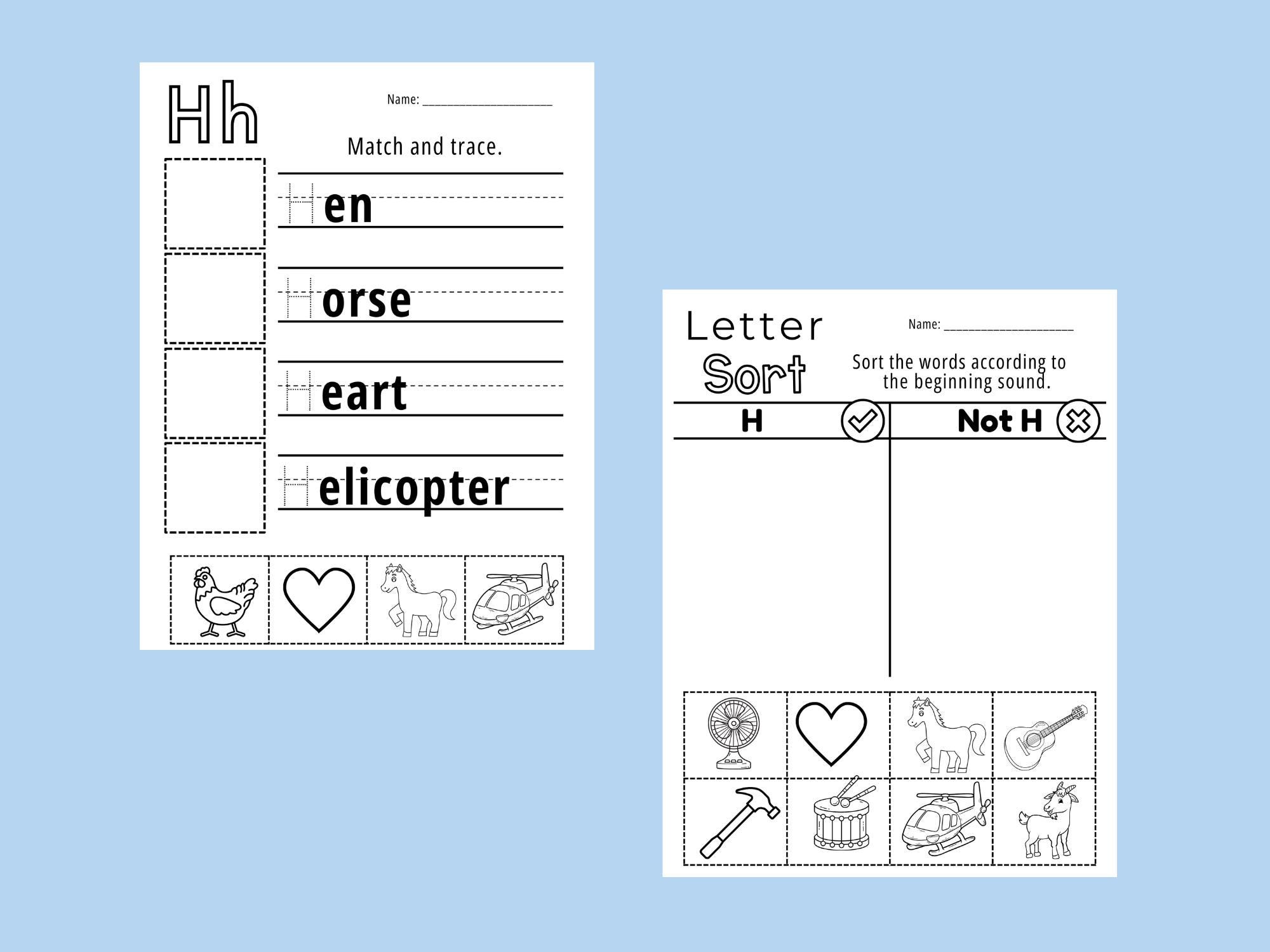 Letter of the Week "h" Worksheets, Alphabet Busy Book, Learning Binder ...