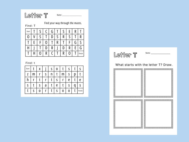 Letter of the Week "t" Worksheets, Alphabet Busy Book, Learning Binder ...