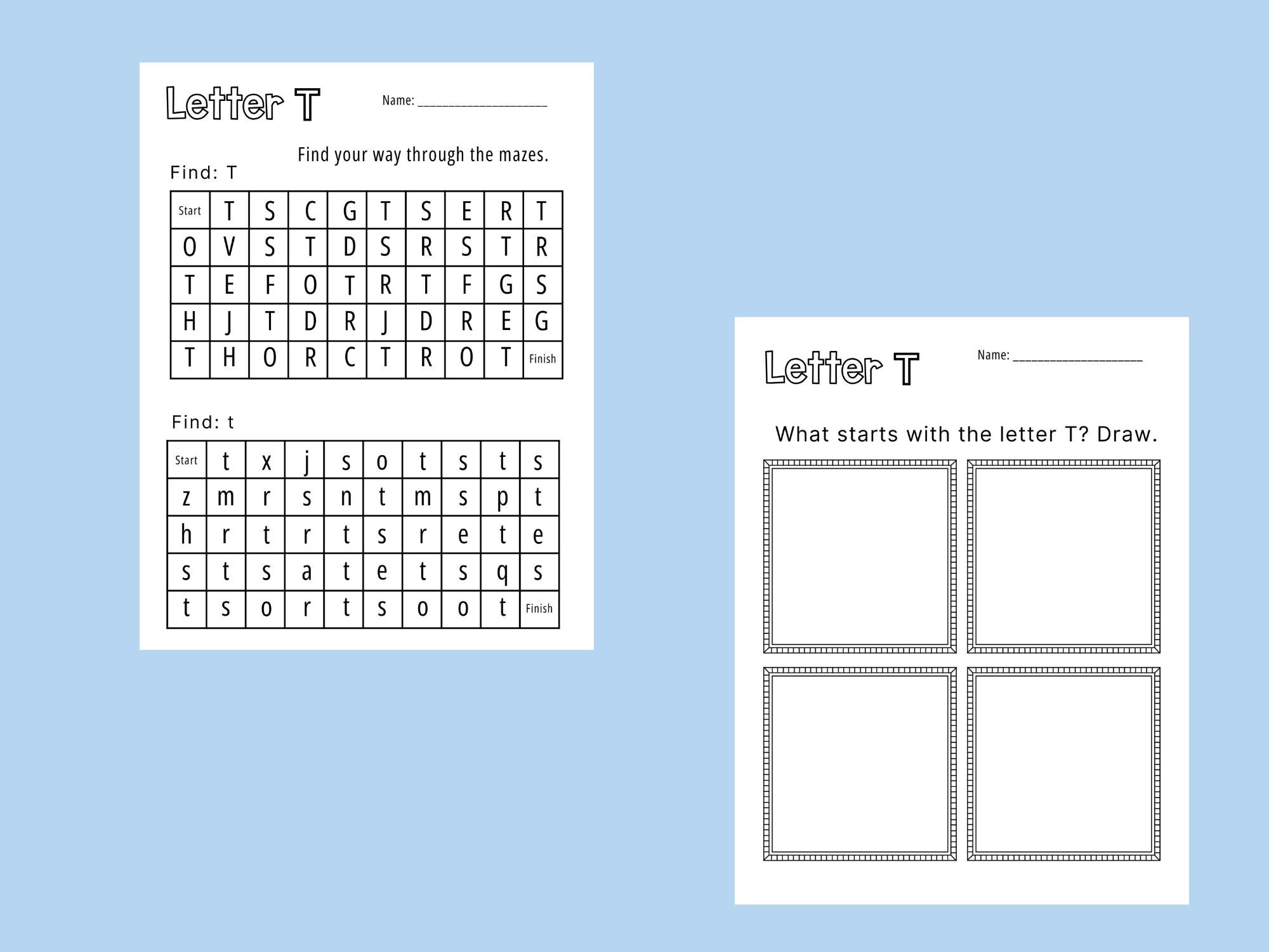 Letter of the Week "t" Worksheets, Alphabet Busy Book, Learning Binder ...