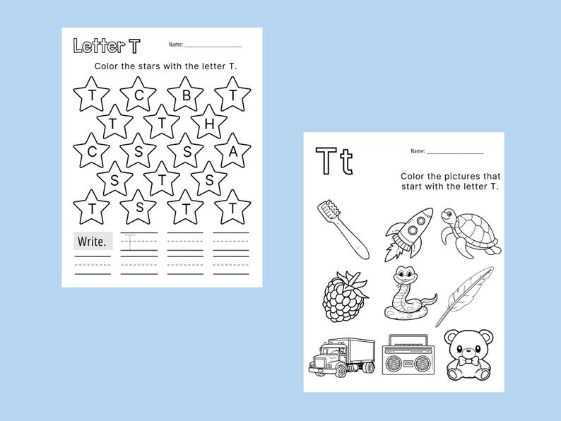 Letter of the Week "t" Worksheets, Alphabet Busy Book, Learning Binder ...