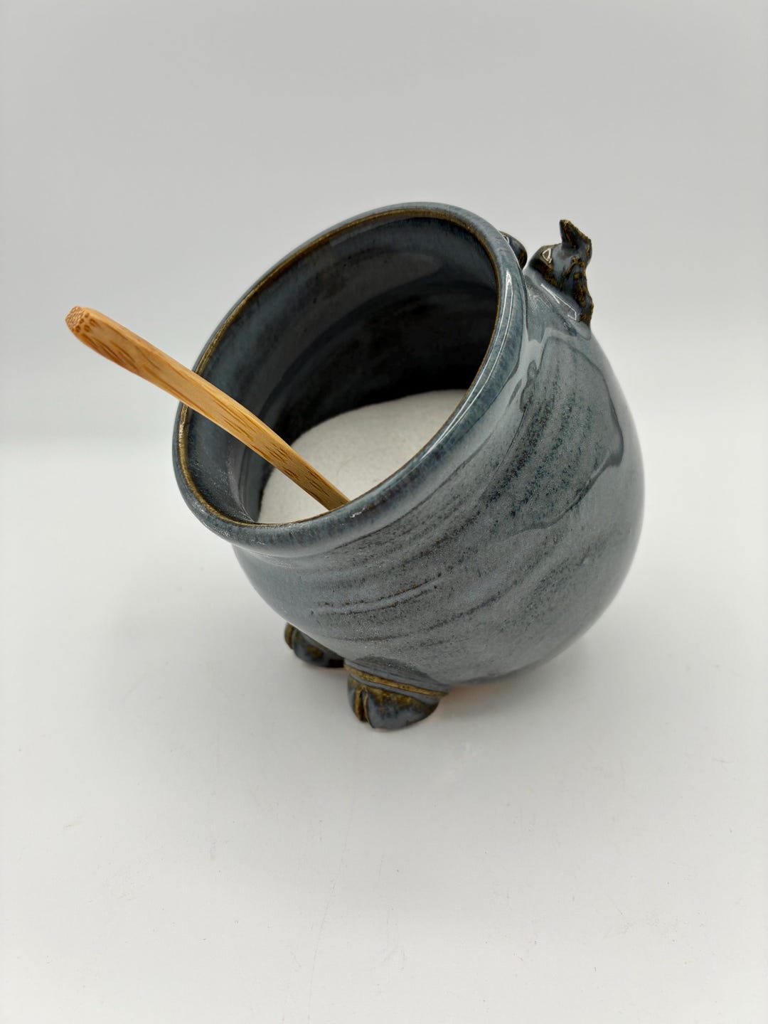 Handmade Stoneware Salt Pig & Wooden Spoon. - Etsy