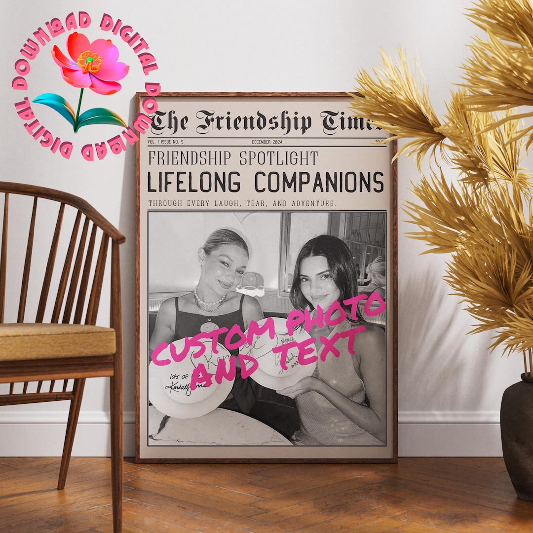 Personalized Friendship Newspaper Poster - Custom Gift for Friend ...