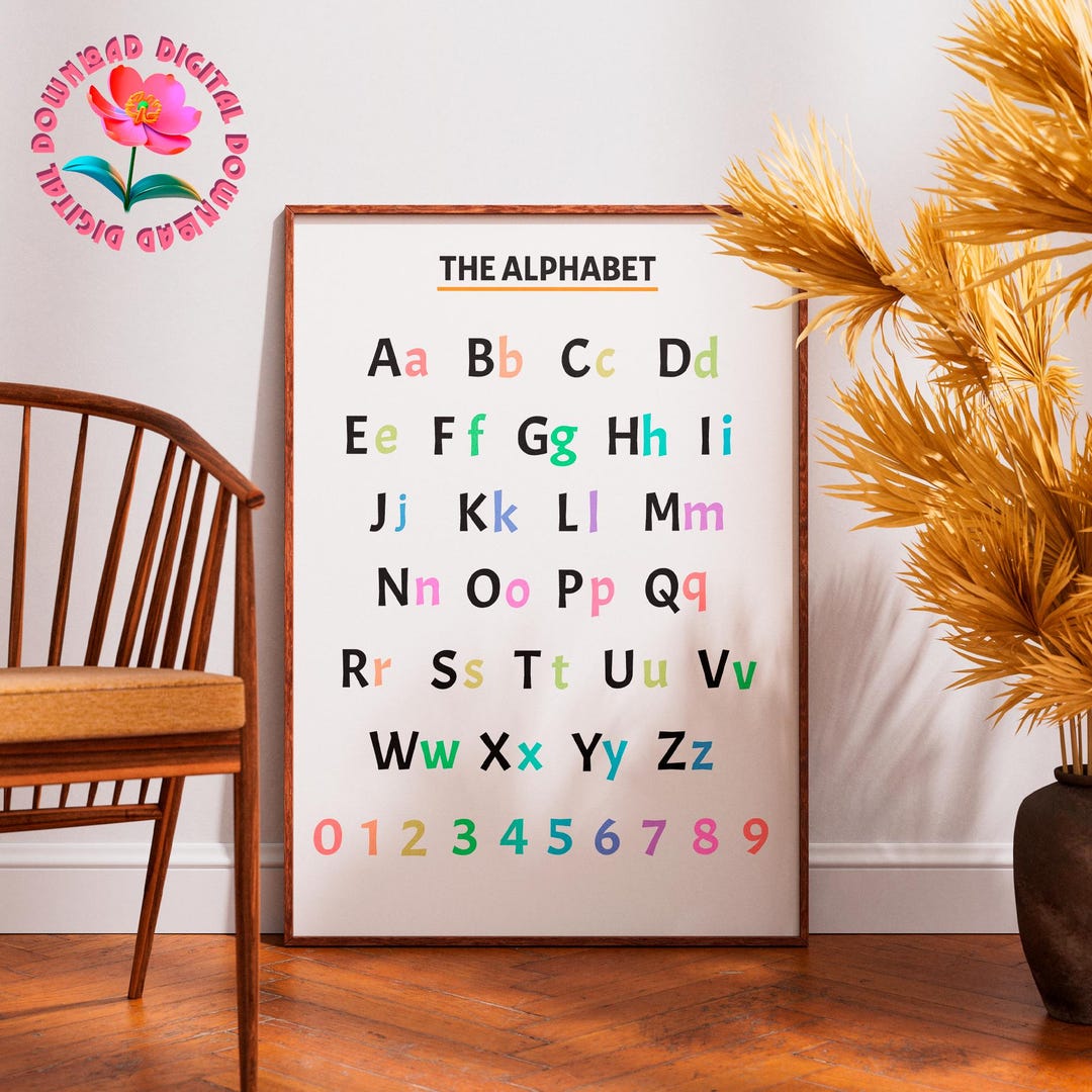 Alphabet Poster - Educational Posters - Rainbow Numbers Print - Kids ...