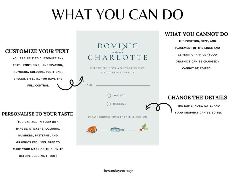 Wedding Menu Template | Editable Template | Digital Download | Menu ...