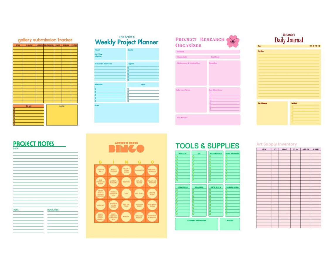 Digital Artist Bundle | Downloadable Printable PDF Templates for Art ...