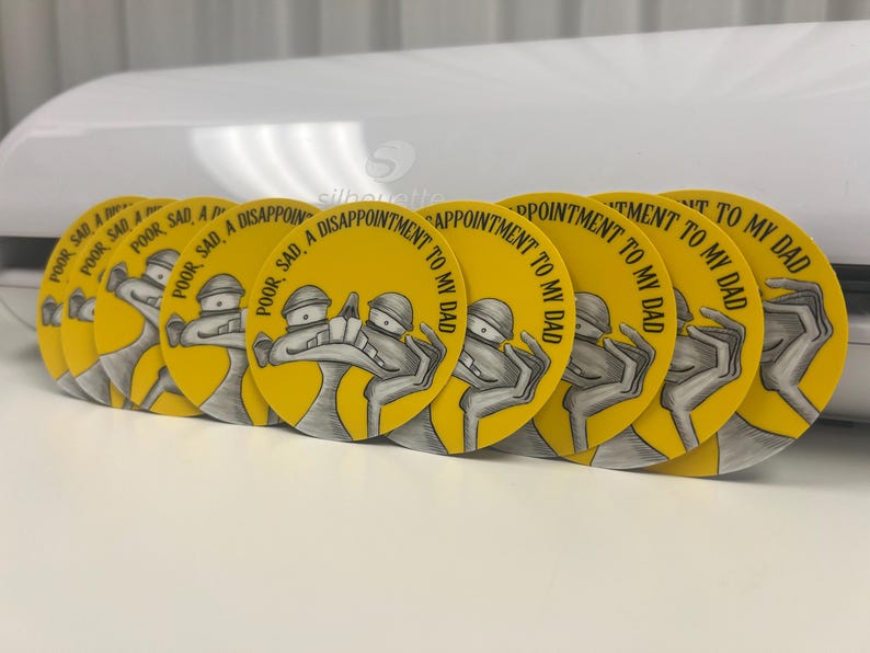 Disappointment to My Dad Vinyl Sticker Unique Art, Yellow, Matte ...