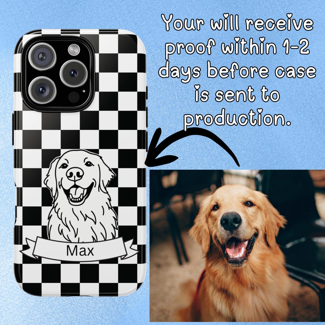 Custom Pet Phone Case: Checkered Dog Cat Lover Gift - Etsy