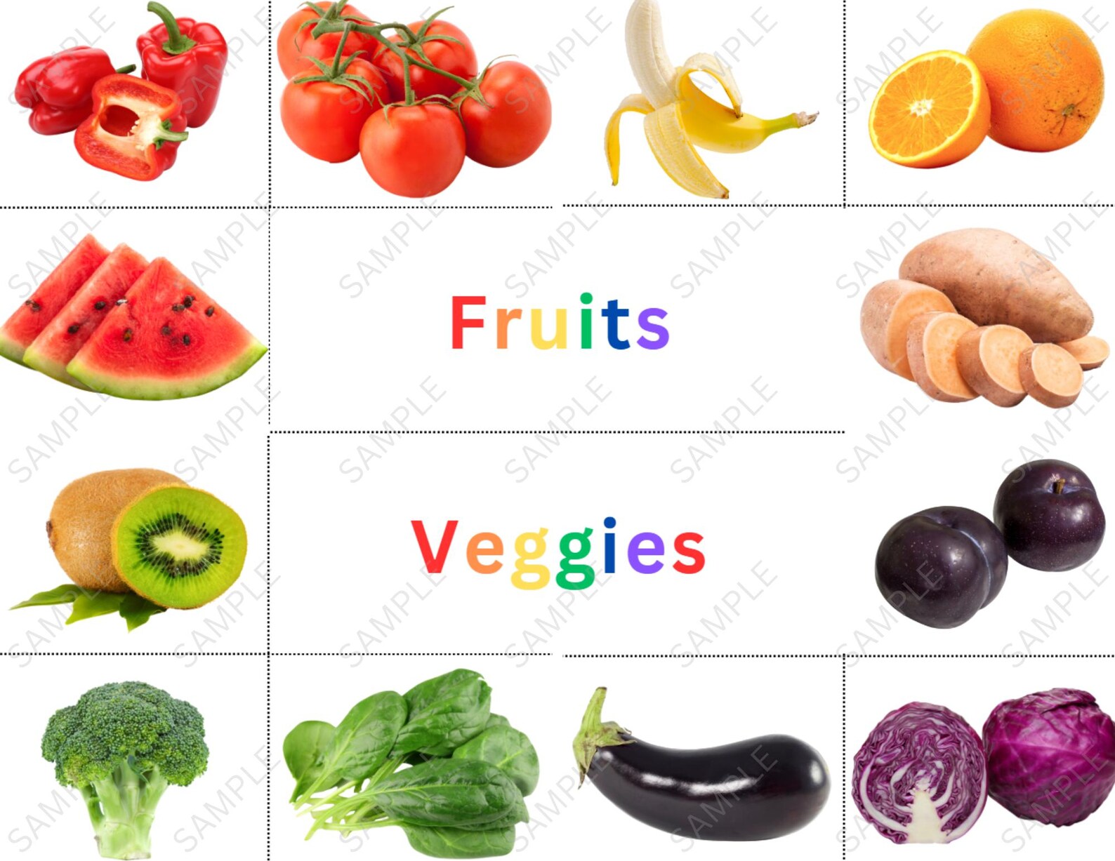 Fruit & Vegetable Sorting Cards for Kids PDF - Realistic Image Food ...