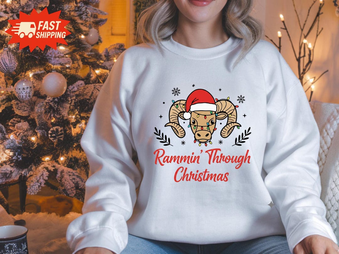 Aries Christmas Shirt, Rammin’ Through Christmas Tee, Funny Zodiac ...