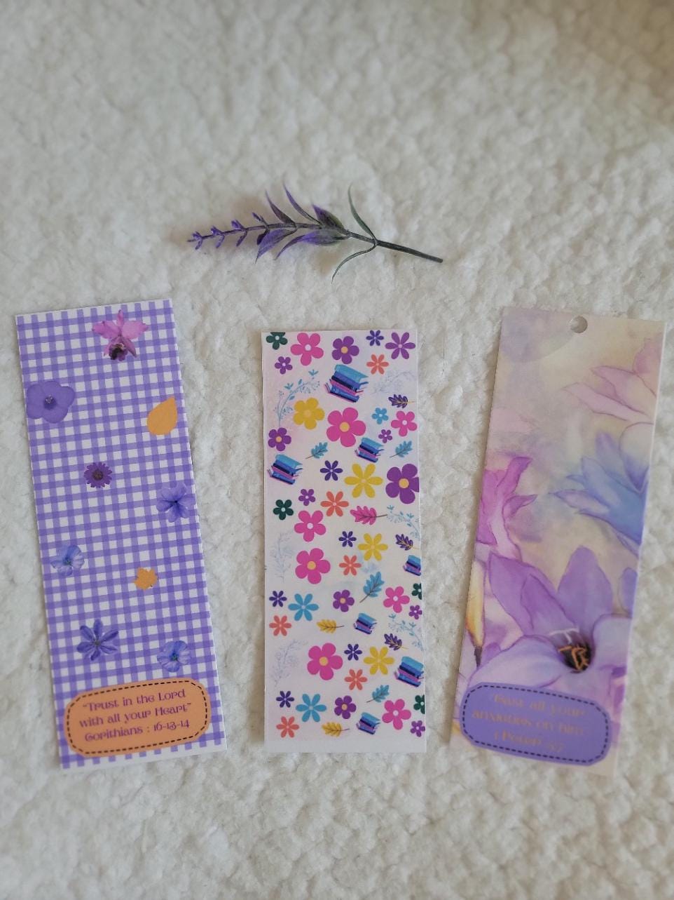 Handmade Purple Bible Verse Bookmark - Inspirational Gift for Book ...