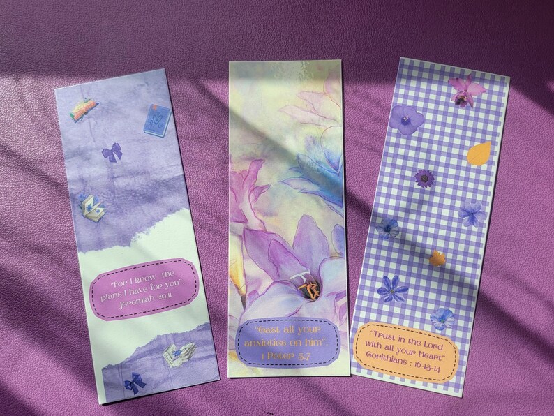 Handmade Purple Bible Verse Bookmark - Inspirational Gift for Book ...