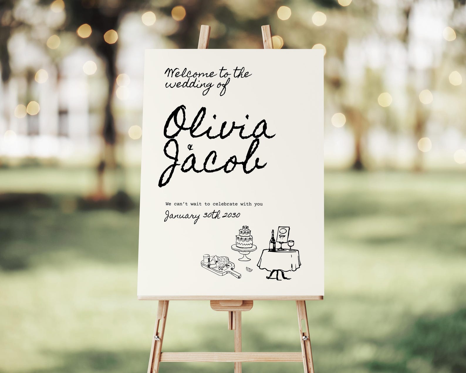 Welcome to Our Wedding Sign, Hand Drawn Wedding Welcome Sign Entrance ...