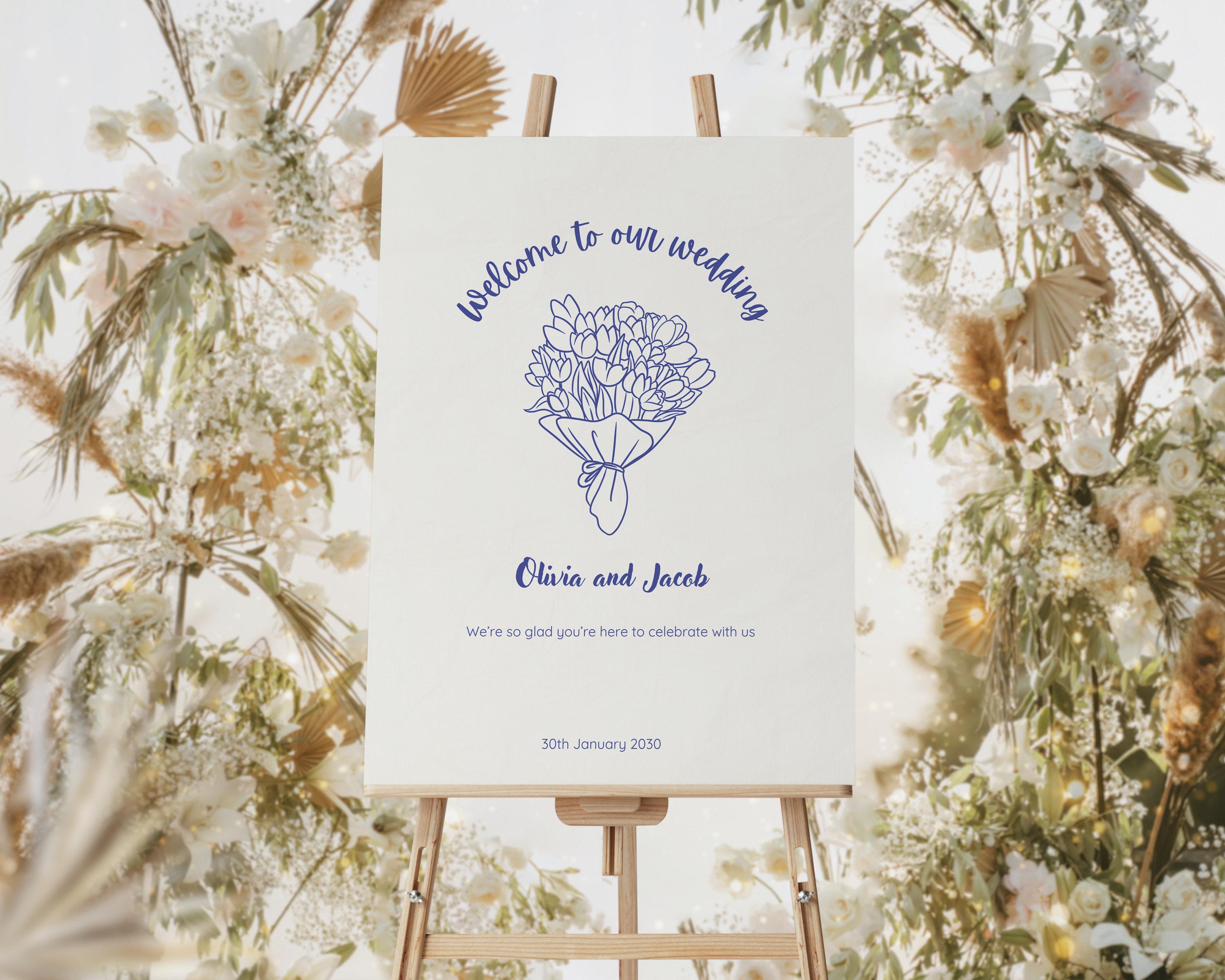 Handwritten Wedding Welcome Sign Template, Welcome to Our Wedding Sign ...