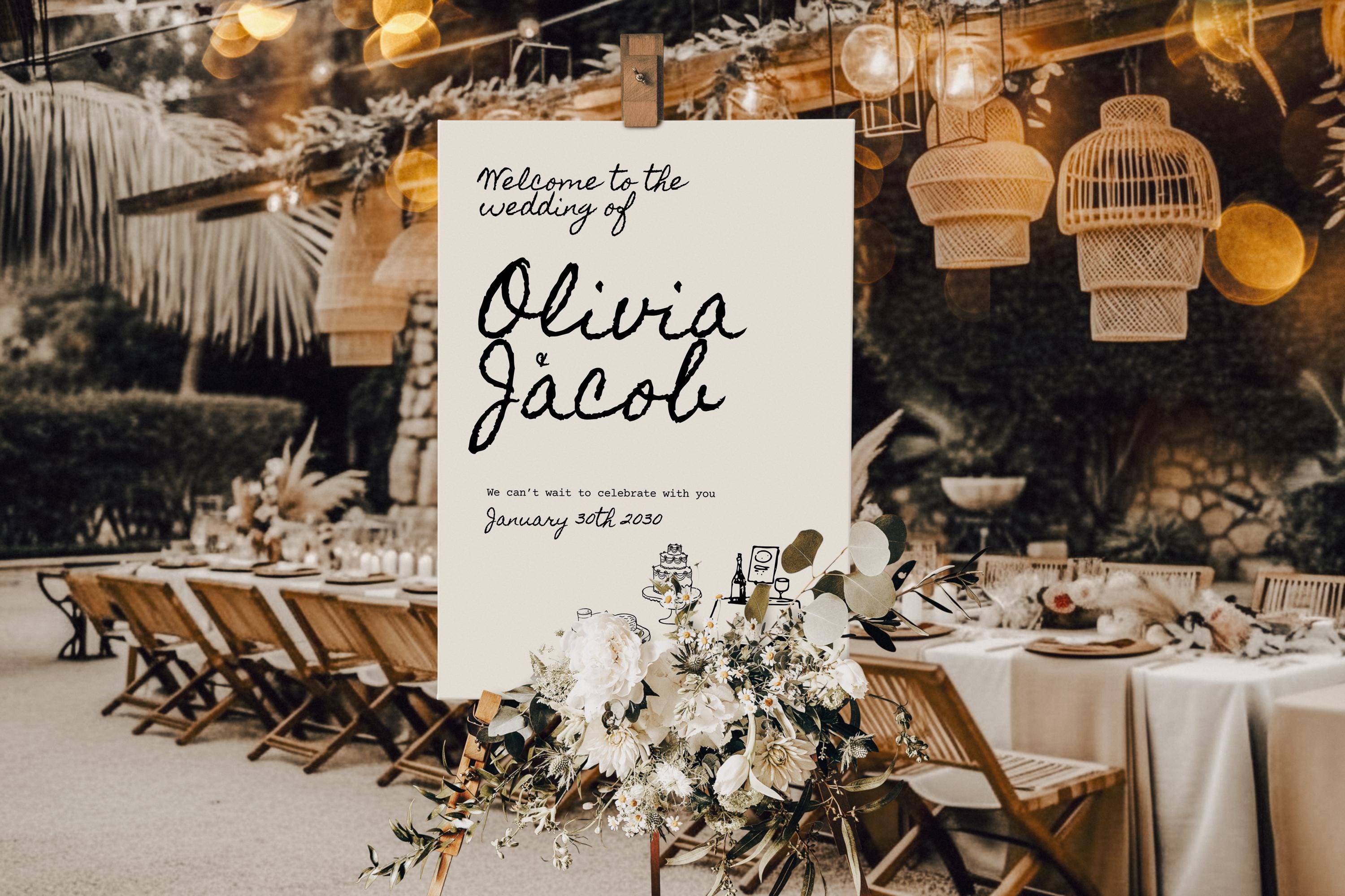 Welcome to Our Wedding Sign, Hand Drawn Wedding Welcome Sign Entrance ...