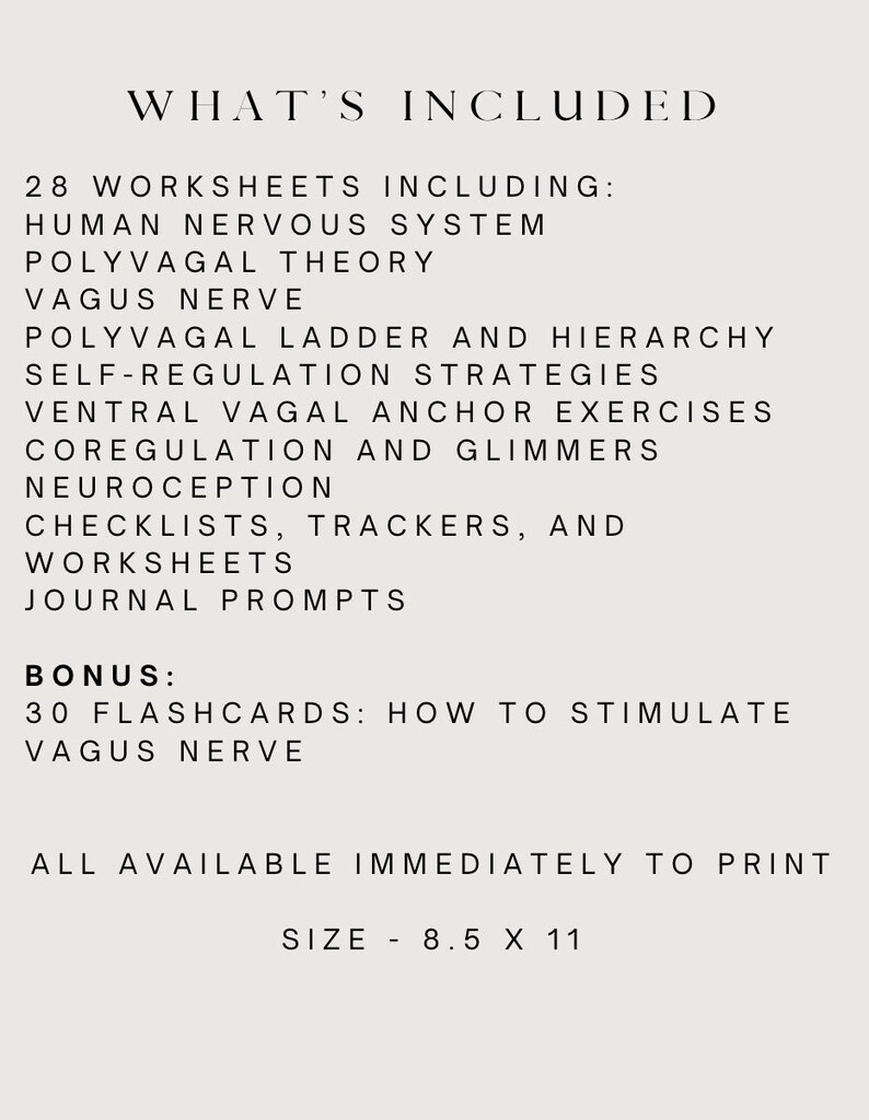 Polyvagal Theory Workbook-all About Your Nervous System, Checklist ...