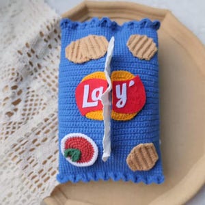 Handmade Crochet Tissue Box Cover, Fun Chips Tissue Case - Etsy