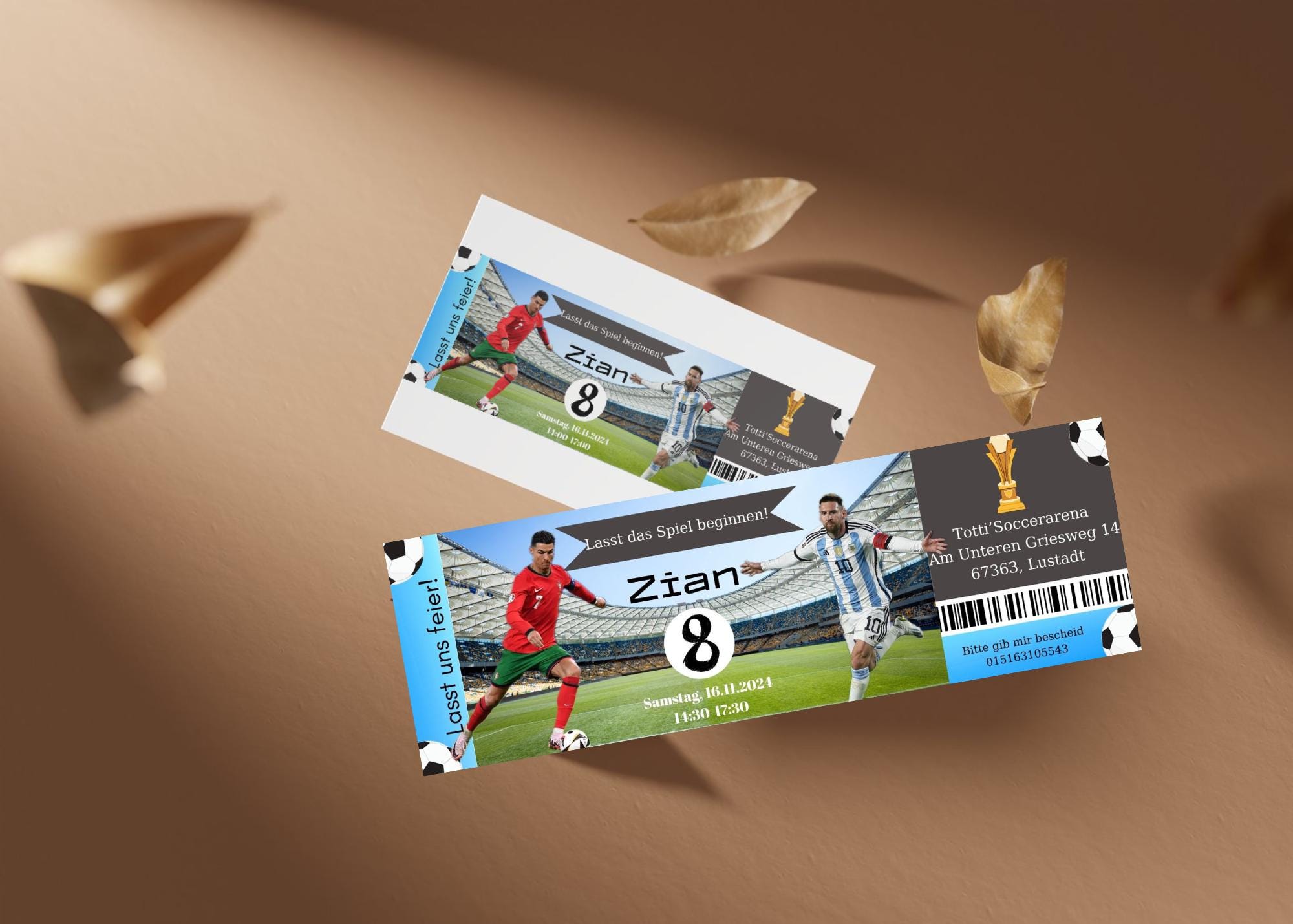 Footbal Ticket Invitation for Boys Who Love Messi and Ronaldo - Etsy