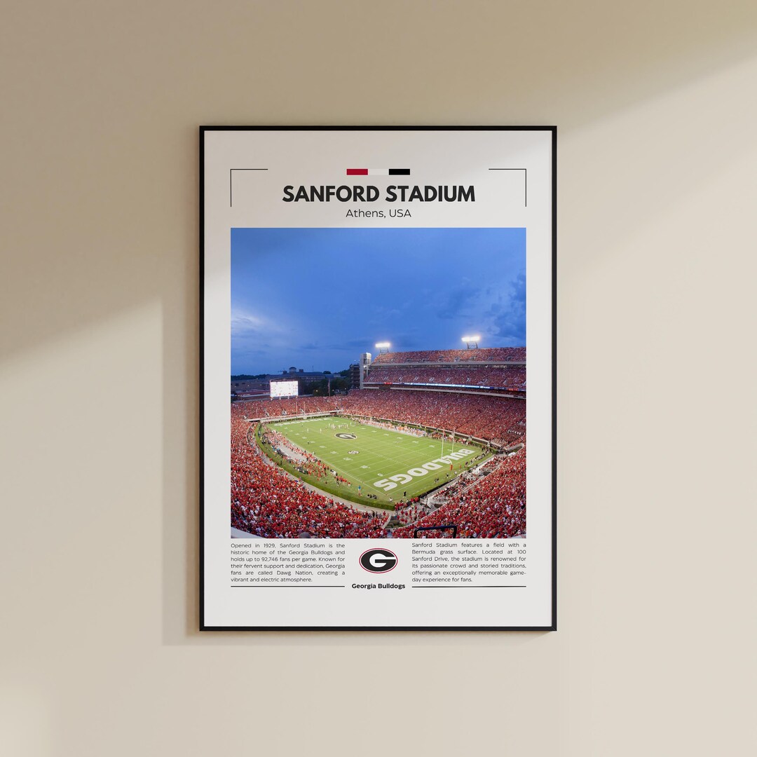 Sanford Stadium Print Georgia Bulldogs Poster Vintage NFL Print ...