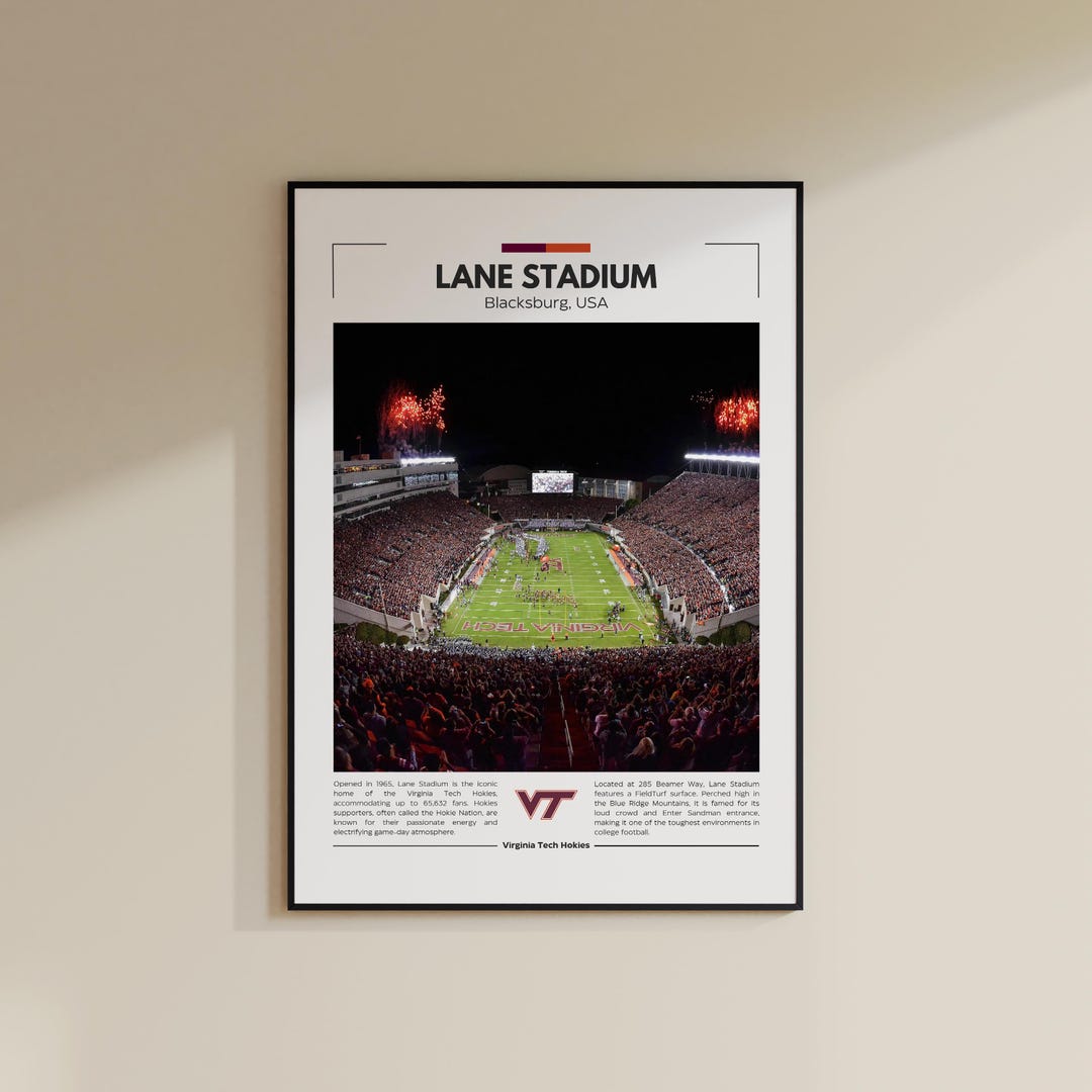 Lane Stadium Print | Virginia Tech Hokies Poster | Vintage NFL Print ...