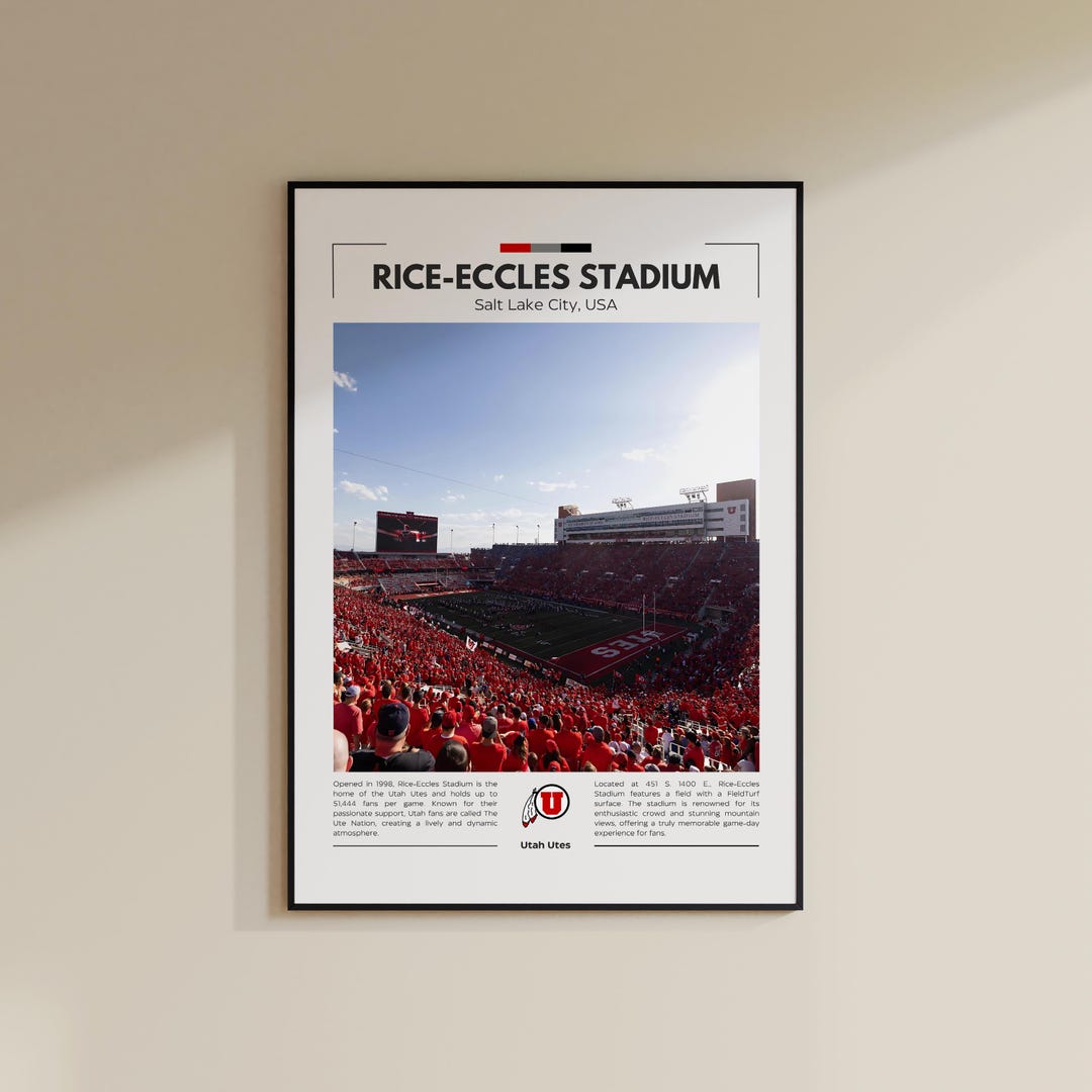 Rice-eccles Stadium Print Utah Utes Poster Vintage NFL Print Collage ...