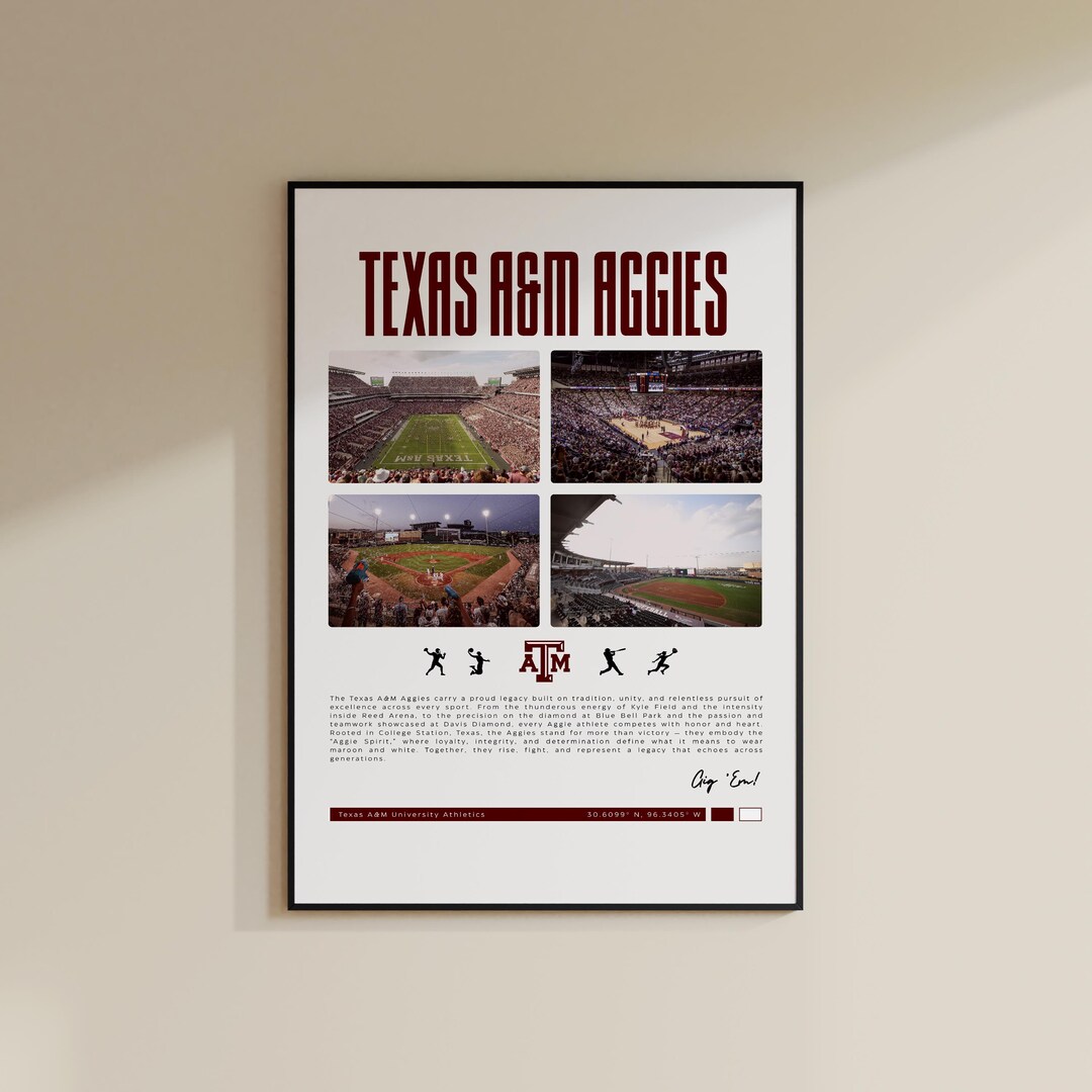 Texas A&M Aggies Poster | Vintage College Sports Print | Football ...