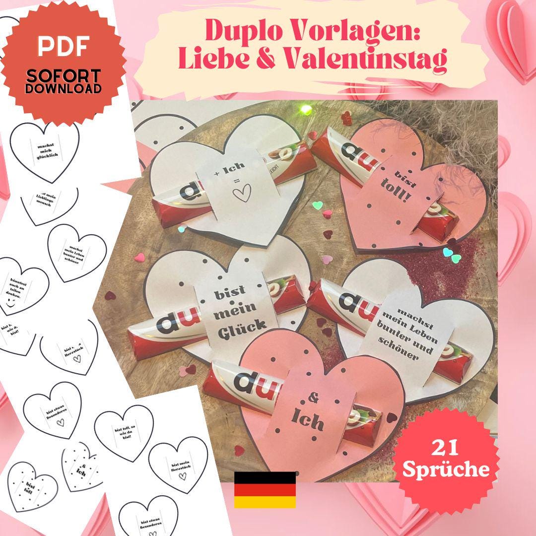 Duplo Heart Wrappers Printable Template: Valentine's Day / Love, Craft ...