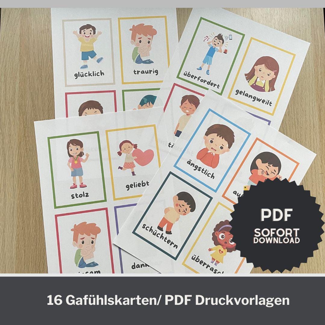 Emotion Cards – Digital Craft Template: Emotions With and Without Text ...