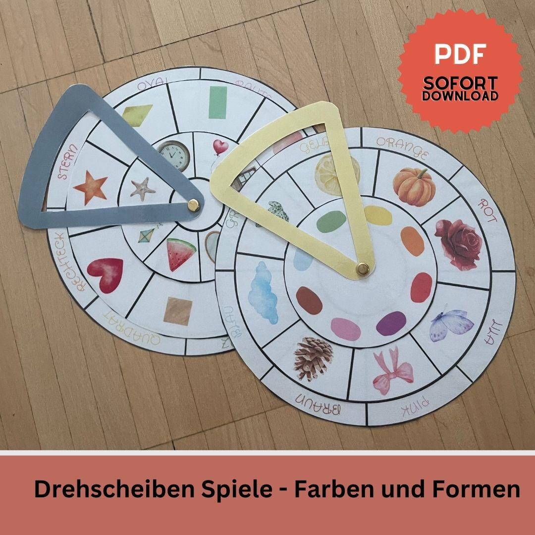 Colors and Shapes Matching Game, Sorting Game, Turntable Game, Set of 2 ...