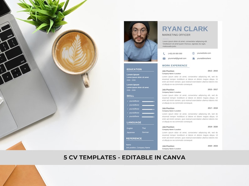 Resume Template Canva|cv Template| CV Template With Photo| Editable ...