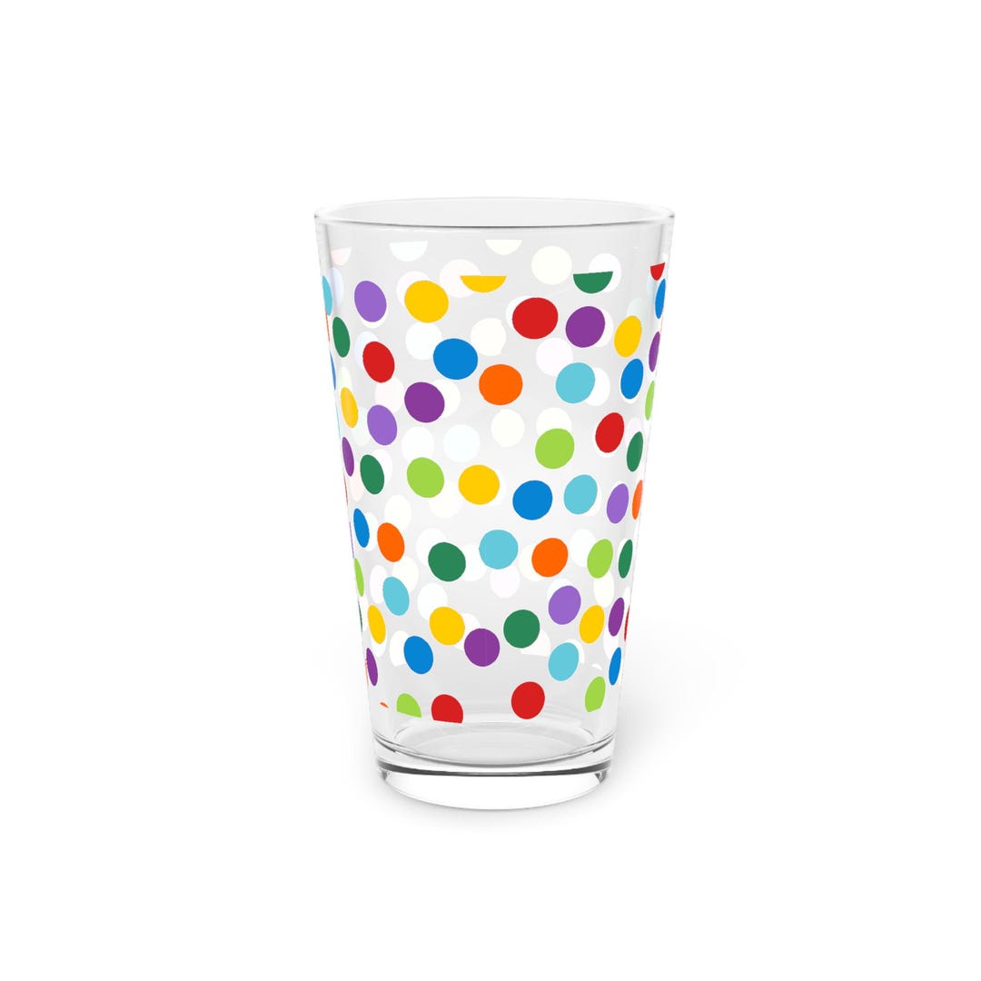 Retro Polka Dot Pint Glass, Colorful Confetti Dots Drinking Glasses, 16 ...