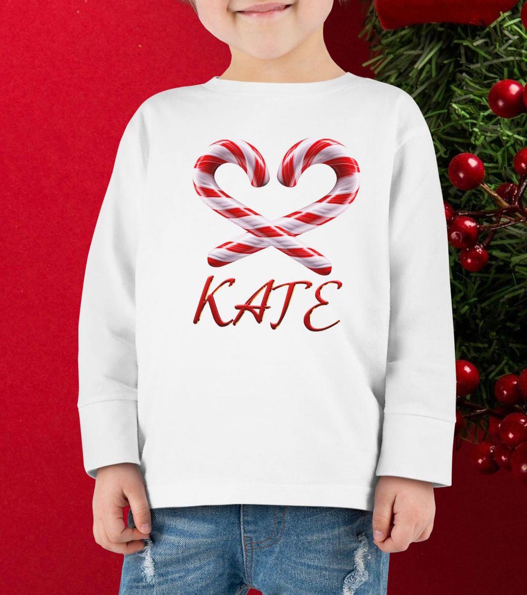 Custom Christmas Kids Long Sleeve ,candy Cane,gift for Kids,custom ...