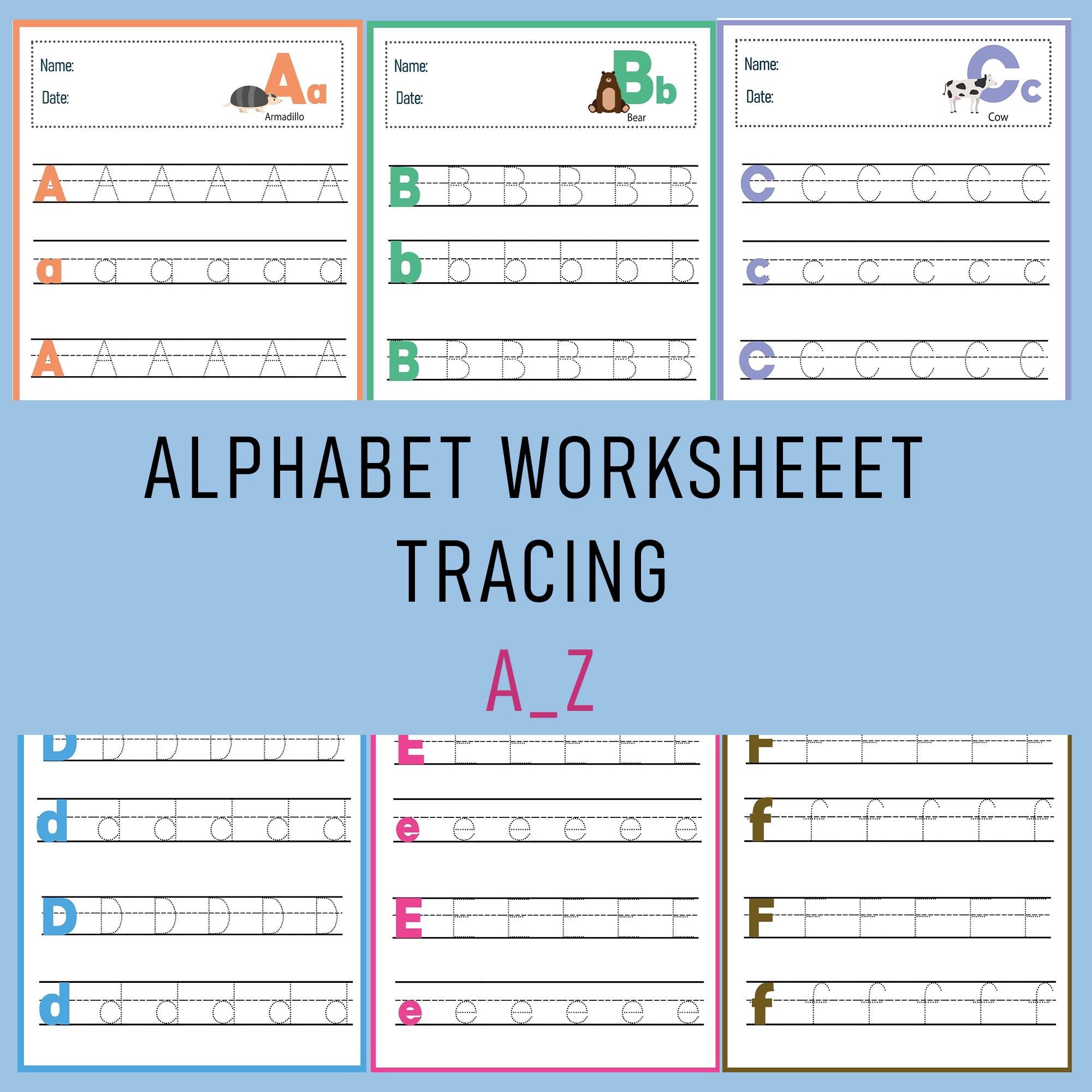 A-Z Alphabet Tracing Worksheet | Handwriting Practice for Kids ...
