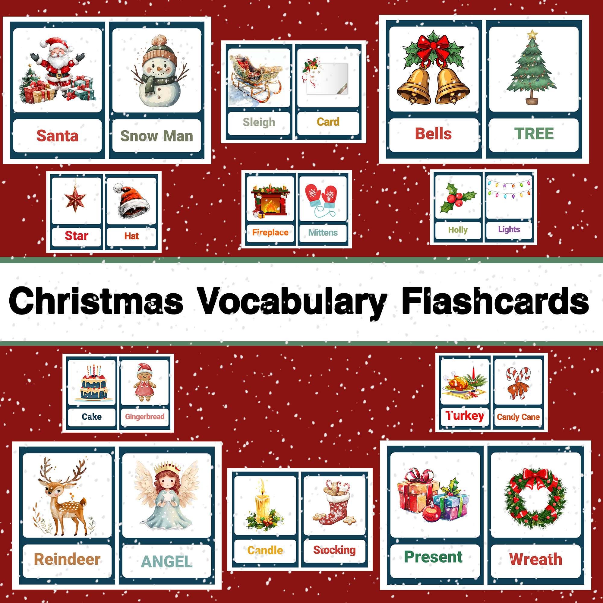 Printable Christmas Flashcards | Easy Print & Edit - Etsy