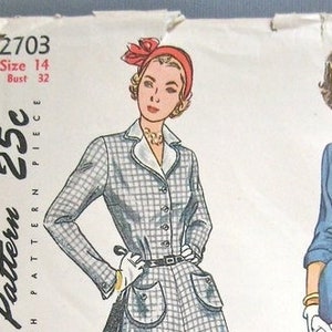 Vintage Late 1940s Dress Sewing Pattern by Simplicity 2703 - Etsy
