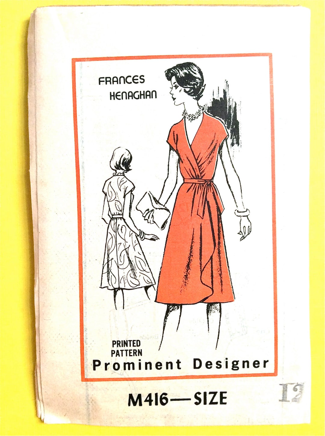 Uncut Prominent Designer M416 1970s Frances Henaghan Misses' Wrap Dress ...