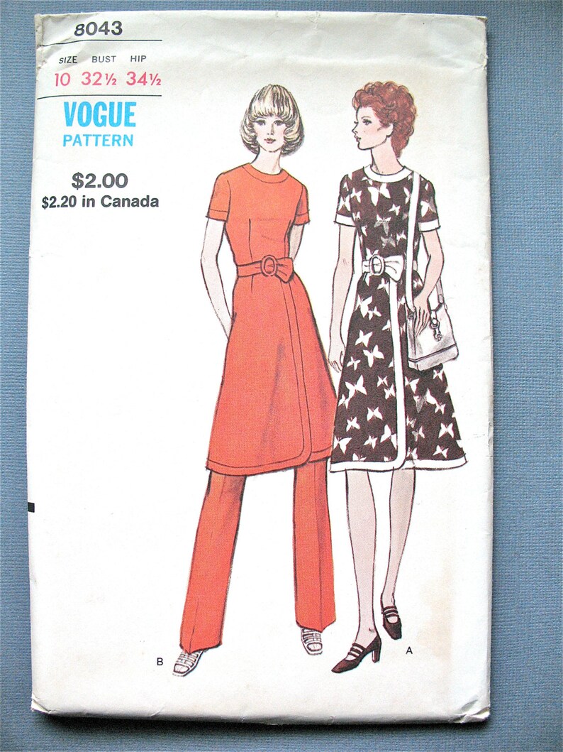 UNCUT Vintage Vogue Pattern 8043 1970s Misses' Dress With - Etsy