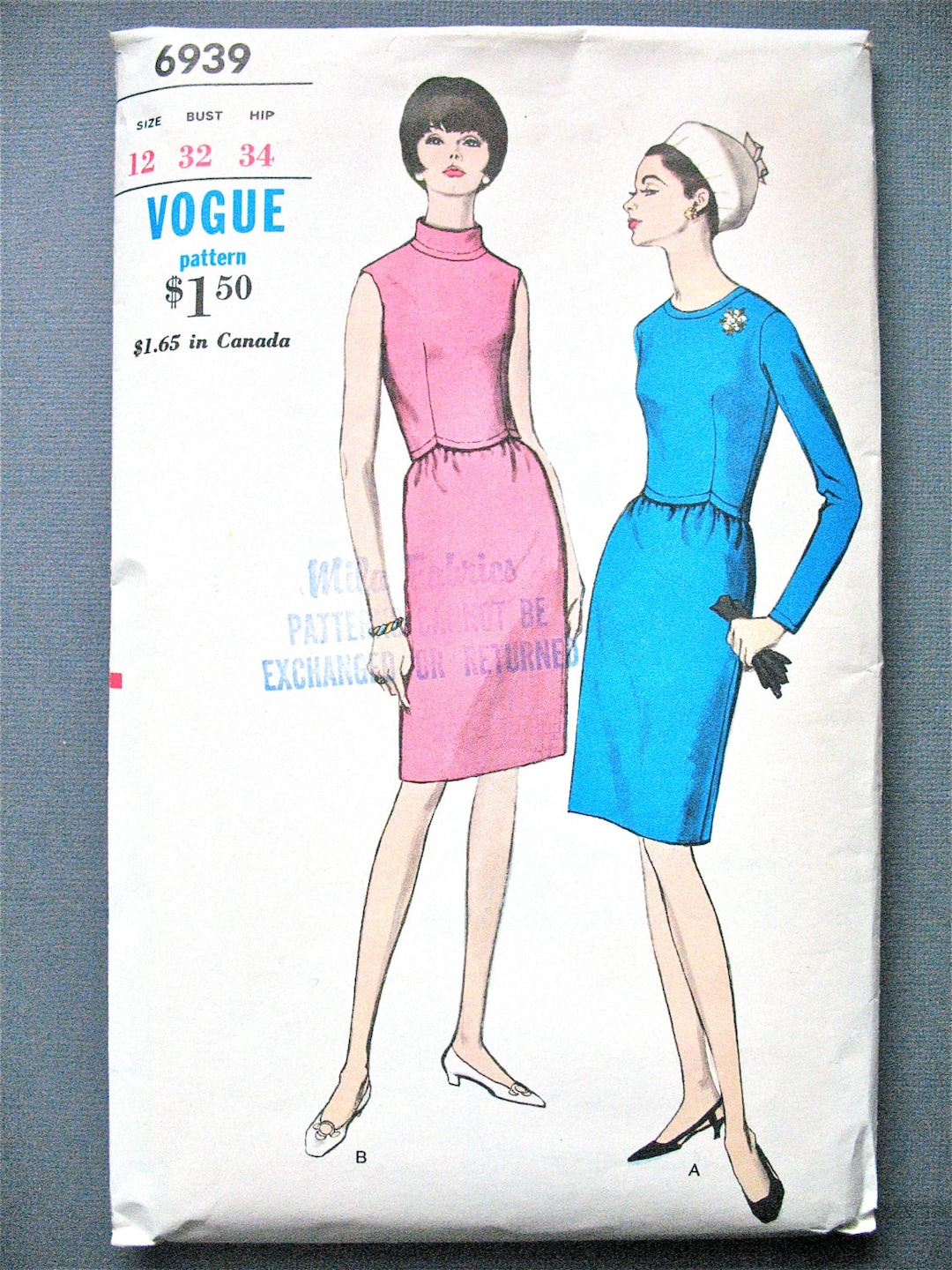 1960s Vogue 6939 Mod Onepiece Dress Straight Skirt is Gatheredonto ...