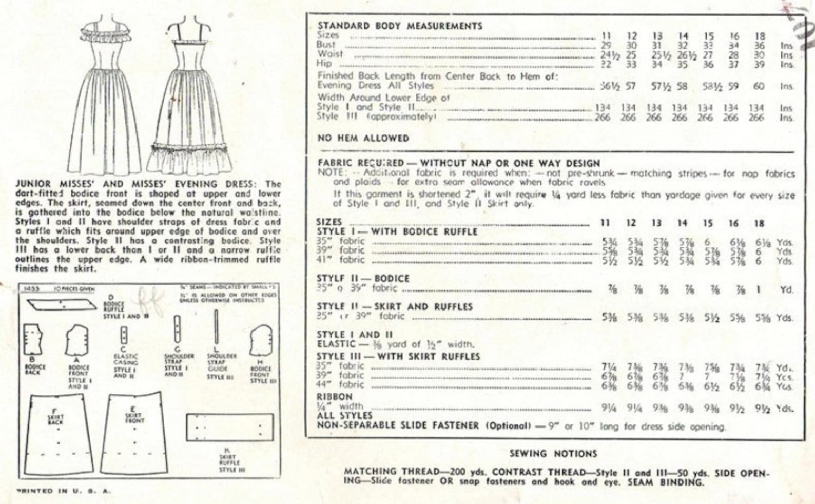 1940s Gown Vintage Sewing Pattern Simplicity 1453 Junior - Etsy