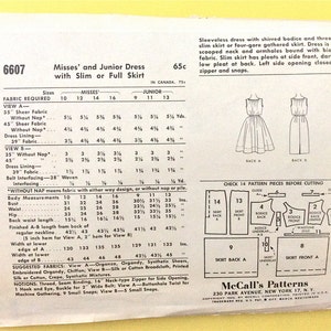 Uncut Mccall's 6607 1960s Misses' Dress Slim or Full Skirt Shirred ...