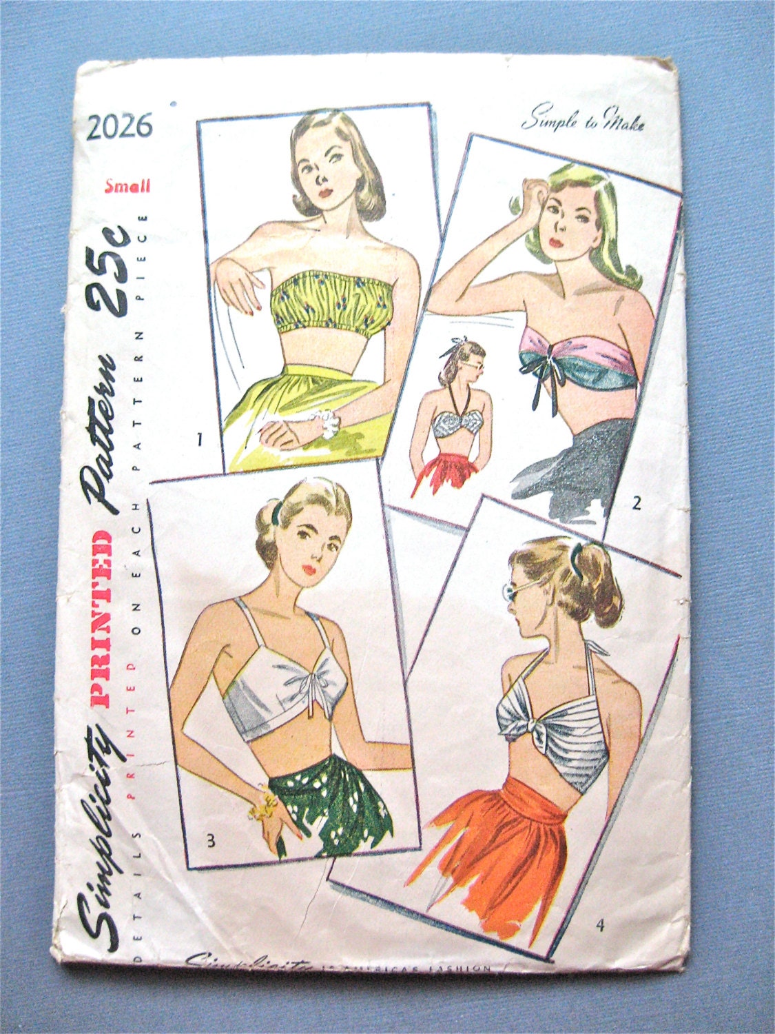1940s Simplicity 2026 Bra Top Sewing Pattern Small Bust 30 to 32 Inches ...