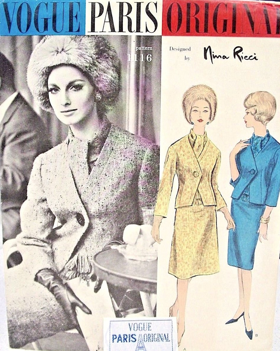 Uncut Vogue Paris Original Sewing Pattern Includes Label . Nina Ricci ...