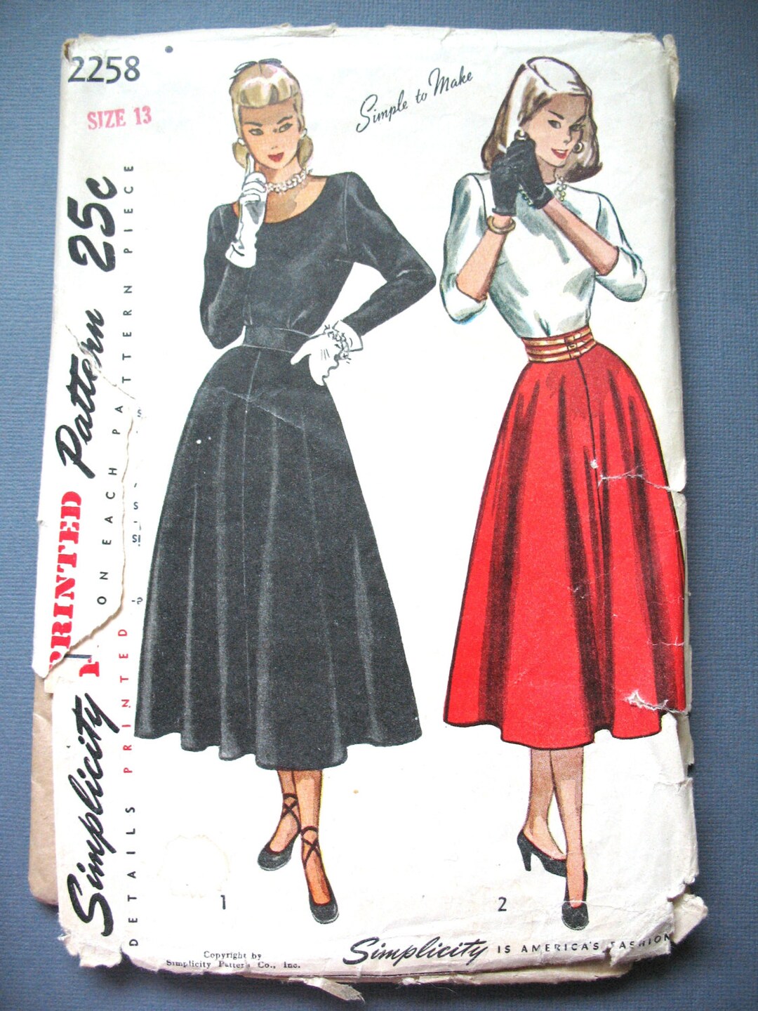 Uncut 1970s Simplicity 2258 Junior Misses' Two-piece Dress Flared Skirt ...