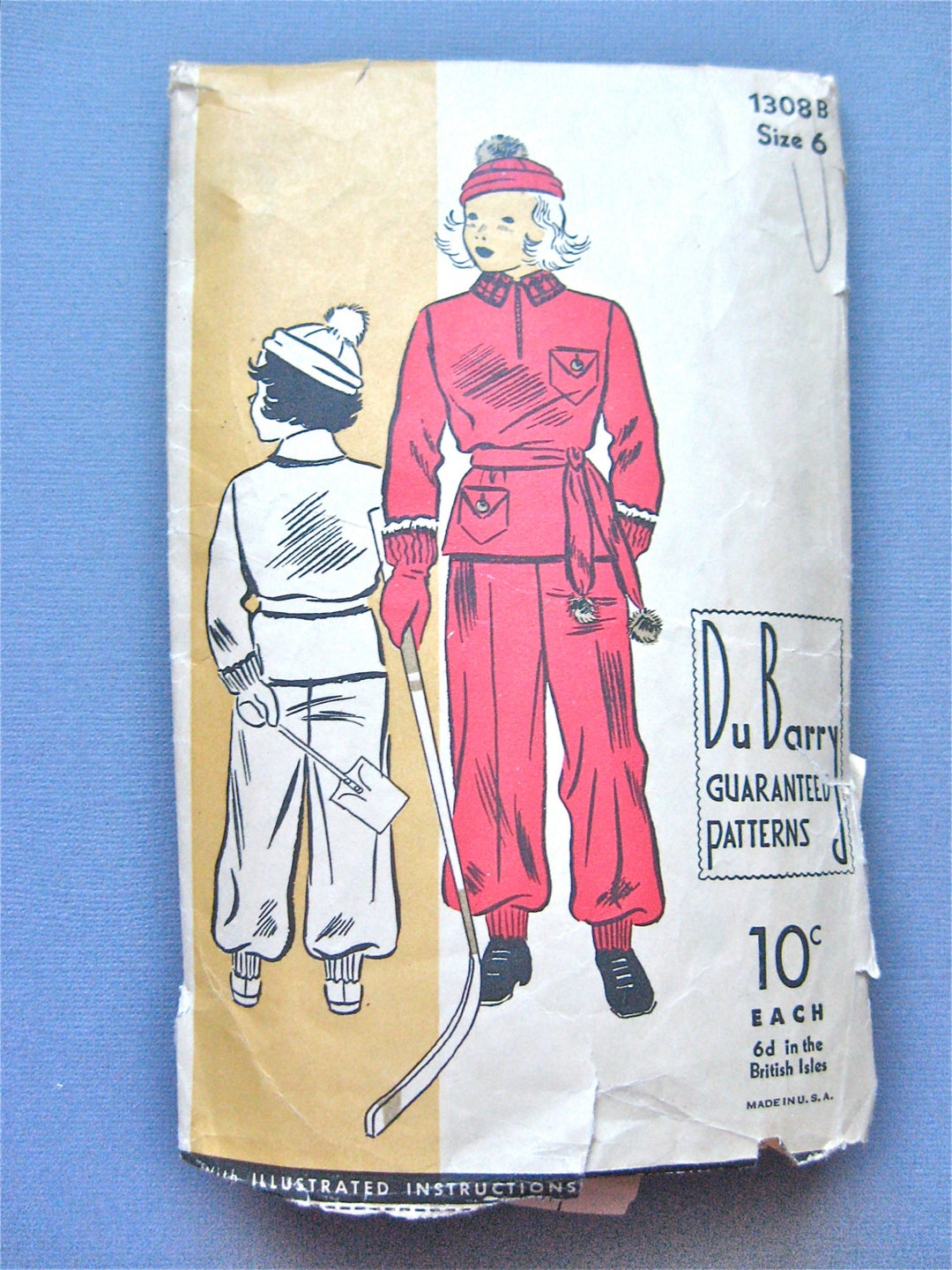 Vintage Du Barry 1308B 1930s Children's Snowsuit & Hat Sewing Pattern ...