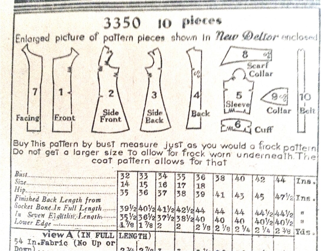 Early 1930s Butterick 3350 Women's 1930s Coat Pattern - Etsy